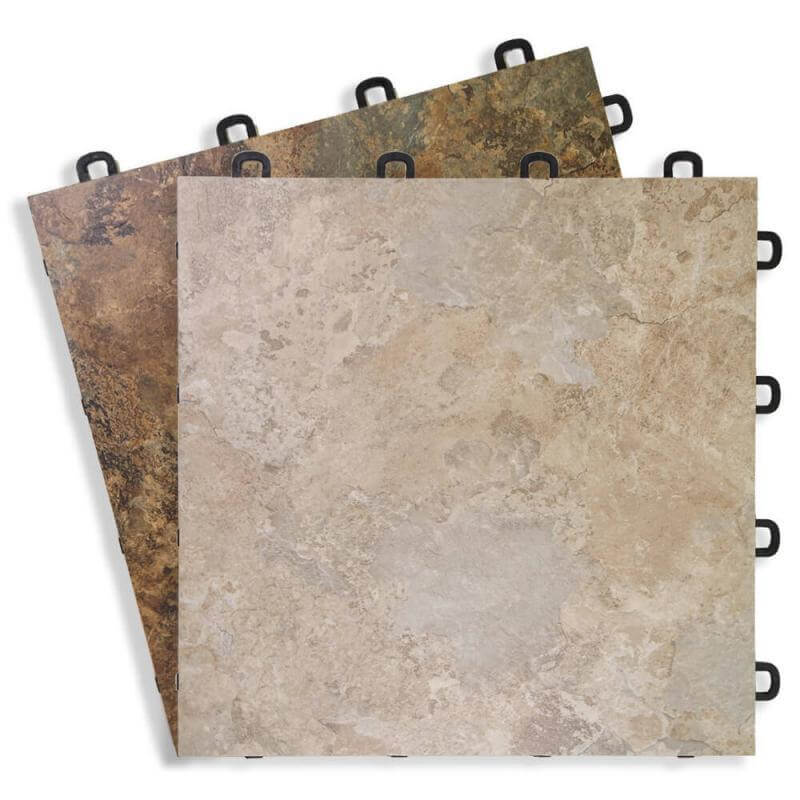Marble Vinyl Top Interlocking Floor Tiles - Great for Basements - BlockTile